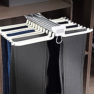 Pull Out Trousers Rack 22 Arms Steel Pull Out Pants Rack Pants Hanger Bar Clothes Organizers for Space Saving and Storage