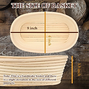 Sondiko Oval Bread Proofing Basket, Handmade Banneton Bread Proofing Basket Brotform with Proofing Cloth Liner for Sourdough Bread, Baking(9.6 x 6 x 3 inches)