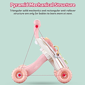 Baby Learning Walker Sit-to-Stand Baby Walker with Wheels Entertainment Table Kids Early Educational Activity Center, Baby Push Walkers for Boys and Girls, Pink