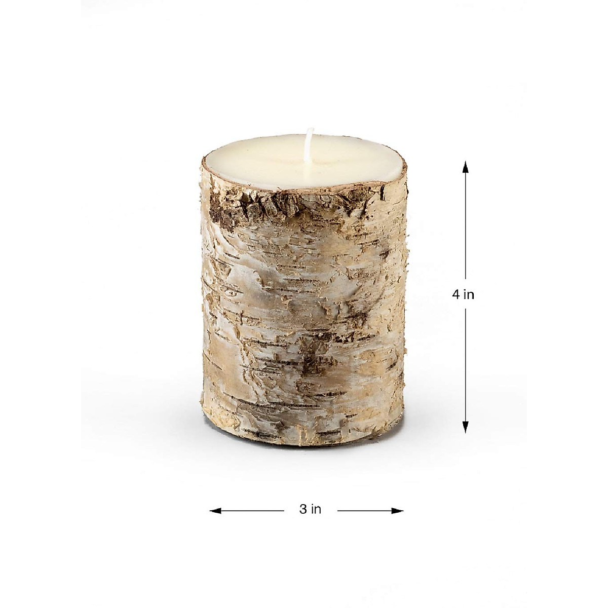Serene Spaces Living Birch Bark Candle, Small Size, Set of 3 – Pillar Style Candle Brings Nature Indoors, Ideal for Weddings, Parties, Events, Restaurants, Home Decor, 3" in Diameter & 4" Tall