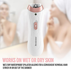 Brookstone Holiday Epilator for Women | Cordless Epilator for Face, Bikini and Legs | Battery Operated with LED Light