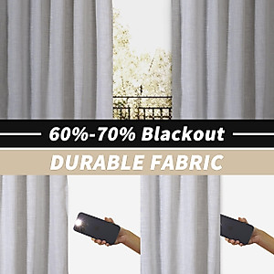 DriftAway Twist Tab Linen Textured Lined Thermal Insulated Blackout Linen Curtains Solid Farmhouse and Modern Rustic Curtains for Living Room Bedroom 2 Panels 52 Inch by 84 Inch Ivory