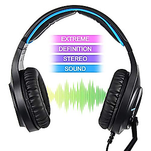 LETTON L6 3.5mm Gaming Headset Stereo Over Ear Wired Noise Canceling Headphones,Deep Bass Volume Control Xbox One PS4 PC Mac Headphones with Microphone for Laptop Nintendo Switch Games (Blue)