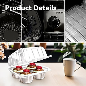 GothaBach 20 Pack 4-Compartment Clear Plastic Cupcake Boxes, 4-Cavity Cupcake Holders, Clear Cupcake Containers