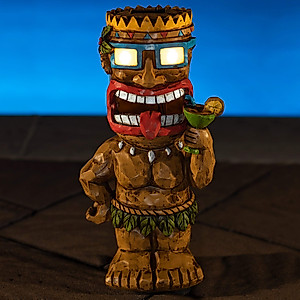 VP Home Triple Tiki Totem Party Time (Cocktail Tiki) Solar Powered LED Outdoor Decor Garden Light