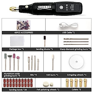 CHOKMAX Cordless Rotary Tool, 3.7V Li-ion Mini Rotary Multi-Tool Kit with 42pcs Accessories Electric Rotary 16000rpm Speed DIY Grinder for Polishing, Cleaning and Engraving