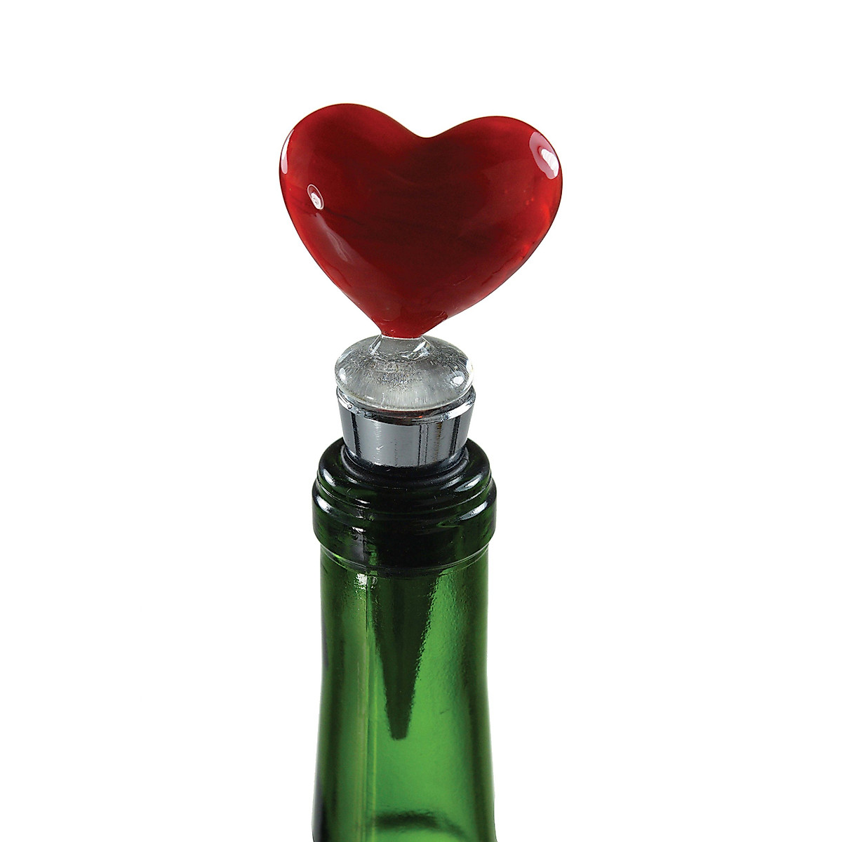 Valentine’s Day Heart Wine Stopper - Champagne/Wine Bottle Stopper, Decorative, Unique, Handmade, Eye-Catching Glass Wine Stoppers – Heart Décor, Wine Accessories Gift - Wine Corker / Sealer