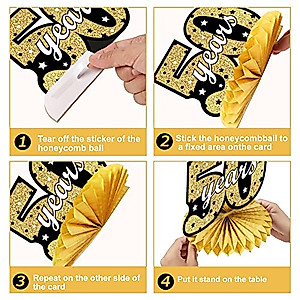 8pcs 50th Anniversary Decorations Table Honeycomb Centerpieces Party Supplies, Happy 50th Wedding Anniversary Table Sign, Black Gold 50 Year Anniversary Theme Decor