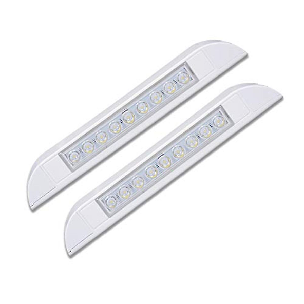 Raycharm 10" RV & Marine Boat LED Awning Porch Utility Light Fixture, 40° Down Angle Beam, 6000K Cool-White Super Bright, 12V/24V DC, High Light-Output Low Ampere Draw, Waterproof White Finish, 2-Pack