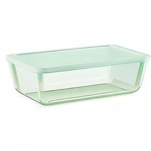 Pyrex Colors (11 Cup) Tinted Glass Large Rectangular Food Storage Container, Snug Fit Non-Toxic Plastic BPA-Free Lids, Freezer Dishwasher Microwave Safe, Green