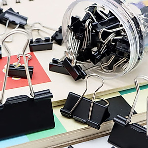 Otylzto 120Pcs Binder Clips Assorted Size, Office Clips with Clear Storage Container, Bulldog Clips, Paper Clips, Office Supplies