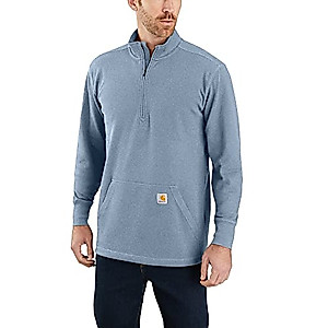 Carhartt Men's Relaxed Fit Heavyweight Long-Sleeve 1/2-Zip Thermal Shirt, Alpine Blue Heather, X-Large