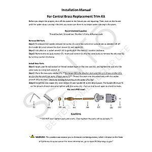 SENTO Bathtub and Shower 3 Handle Tub Trim Set For Central Brass Faucets Bathtub Shower, 10L-11H, 10L-11C, 10L-13D, Easy Installation, Heavy Duty Metal, Matte Black