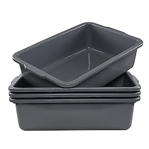 Vcansay 34 Quart Plastic Bus Tubs Commercial, Large Bus Box, 4 Packs