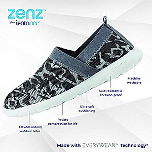 isotoner Women's Lightweight and Breathable Elastic Knit Slip-On Shoe Slipper, Dark Blue, 9