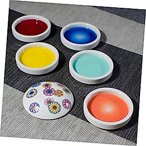 1 Set 5 Layers of Ceramic Coloring Watercolor Paint Palette Oil Paint Palette Paint Ceramic Mixing Trays Water Color Mixing Plates Artist Mixing Trays Multipurpose Ink