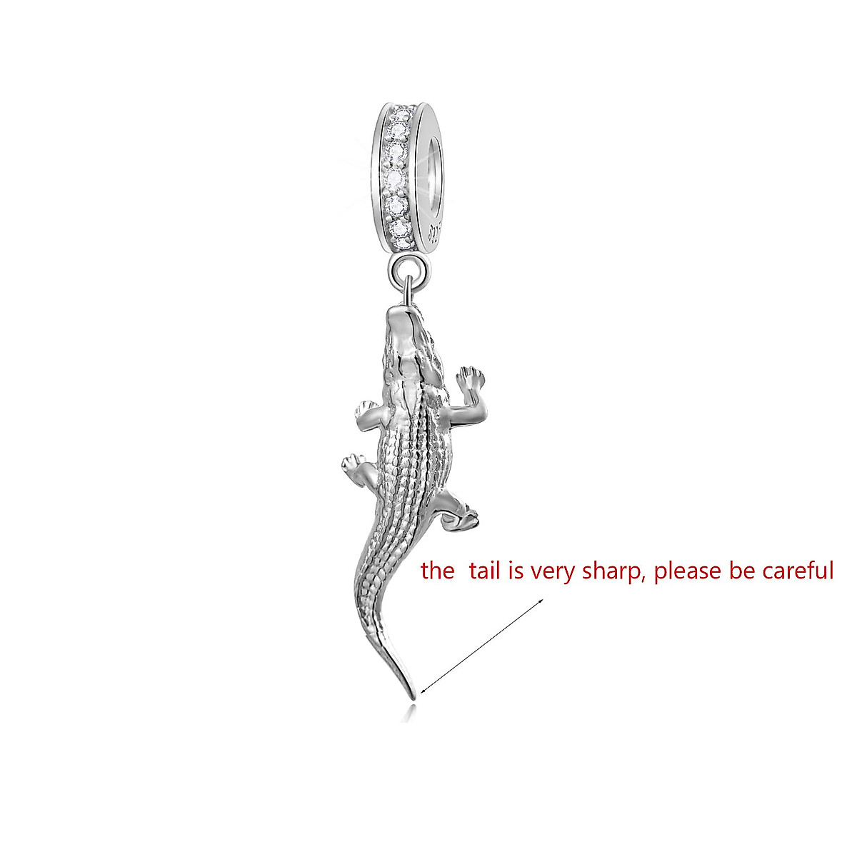 Reptiles Alligator Pendant Charms, fits Pandora Animal Bracelet Necklace, 925 Sterling Silver Crocodile Charm Dangle Beads, Gift for Birthday/Friend/Men/Zoologist