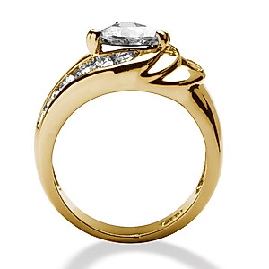 PalmBeach Yellow Gold-plated Cubic Zirconia Swirl Engagement Ring Sizes 6-10 Size 7