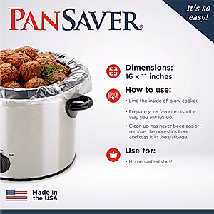PanSaver Small Slow Cooker Liner for Kitchen Use, Fits 1-3 Quarts 5 Count