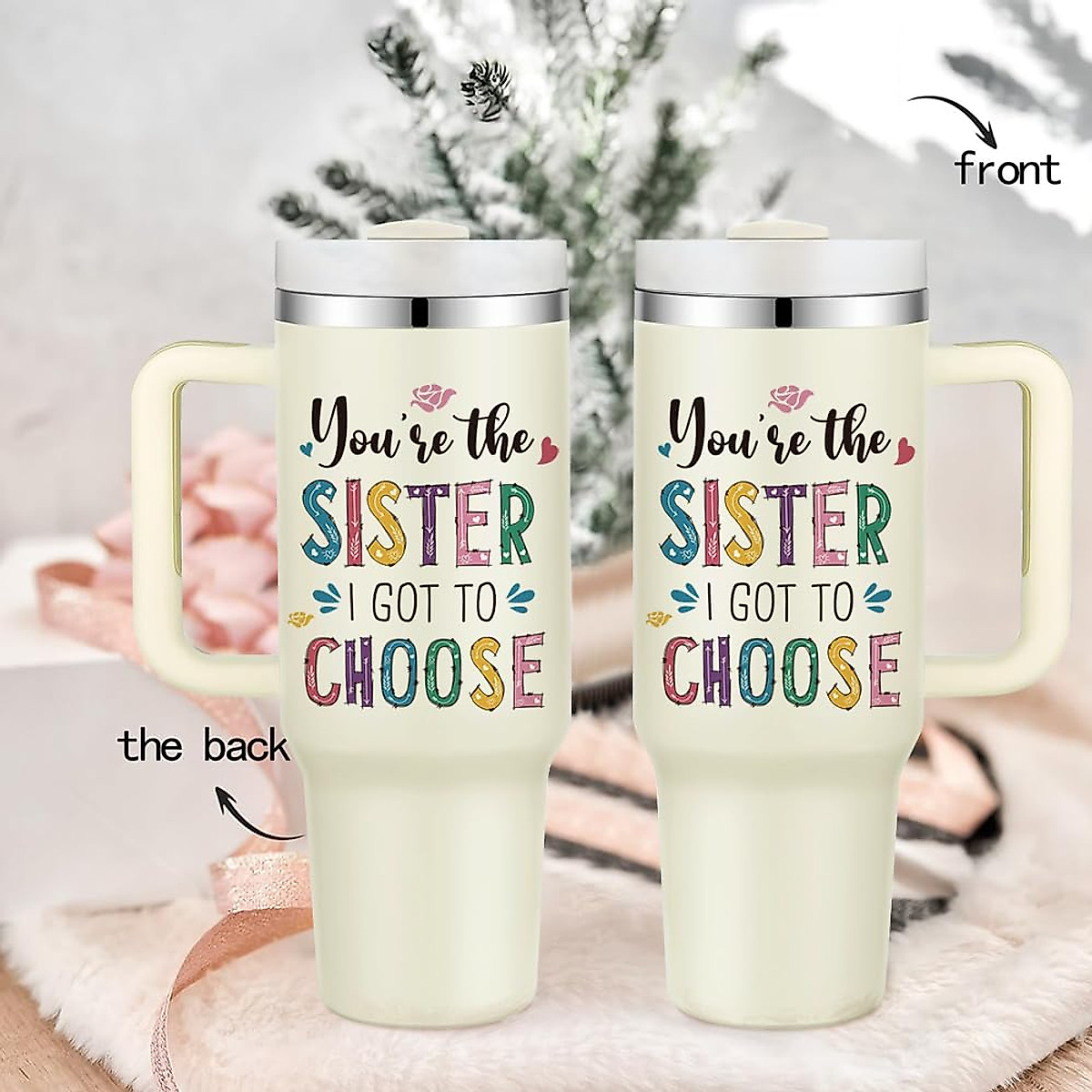 Rimasol Sister Tumbler Sister Gifts for Women You Are The Sister I Got to Choose 40oz Tumbler with Handle Christmas Birthday Gift for Soul Sister Friendship Gifts for Woman Sisters Gifts from Sister