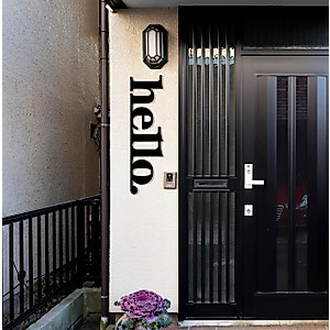 Metal Hello Sign, Welcome Porch Sign, Front Porch Decor, Front Door Wall Decor, Entryway Sign, Outside Vertical Wall Decoration, Black (39x11 inches)