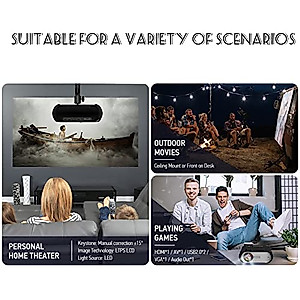 Mini Projector Portable Projector Compatible with HDMI/VGA/AV/DVD/USB/Headphone Jack/Laptop/ iOS & Android Apartment Must Haves Electronics Tech Gadgets Birthday Gifts for Men Personalized Gifts