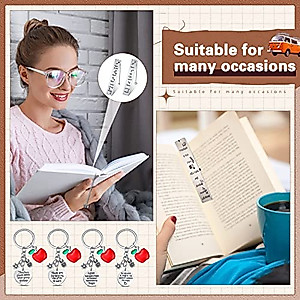 Appreciation Gifts for Teacher Include 4 Pieces Metal Teacher Appreciation Bookmark 4 Pieces Heart and Round Pendant Teacher Keychain Thank You Teacher Gifts for Women Men Graduation Christmas