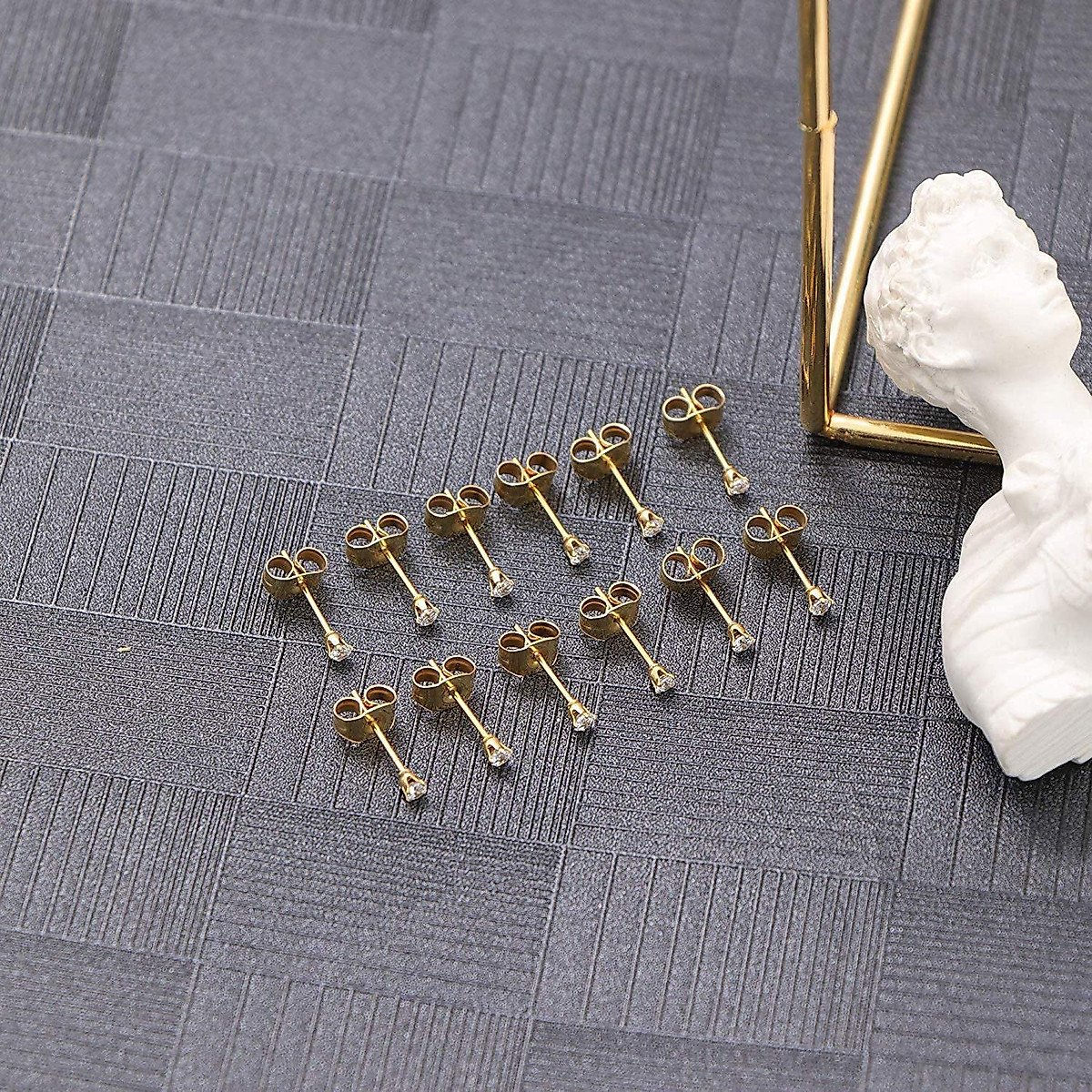 14K Gold Plating Tiny 2MM Cubic Zirconia Stud Earrings Minimal 20G Cartilage Piercing Ear Studs Smallest CZ Post Earrings for Women&Men…