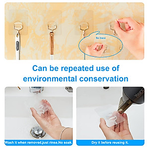 Adhesive Hooks Wall Hooks Strong Adhesive Hooks 13lbs Seamless Clear Transparent Hooks for Towel Loofah Bathrobe Coats Ceiling Hanger, Clearly Waterproof Hooks, 10 Pack. (2.36 * 3.15inch)