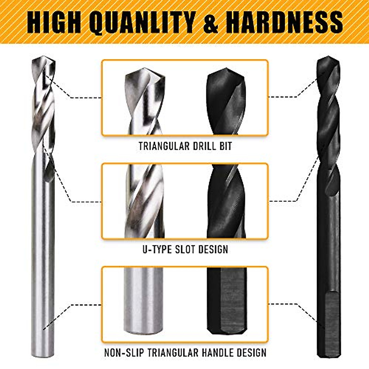 PLG2SUPT 1/4 inch Pilot Drill Bit High-Speed Steel Bit HSS for Hole Saw Arbor 12pcs Use in Wood, Metal.