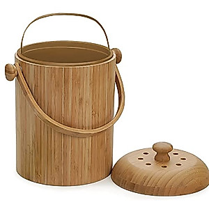 RSVP International Bamboo Kitchen Compost and Accessories Collection, Compost Pail, 3.25 Quart