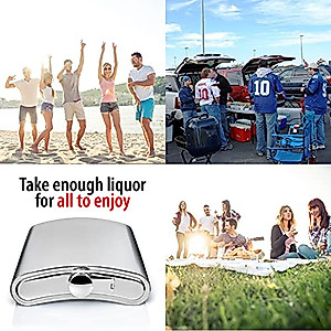 Maxam Jumbo Stainless Steel Flask, Dishwasher Safe Extra Large Drinking Flask, Polished Silver, 64 Ounce Capacity