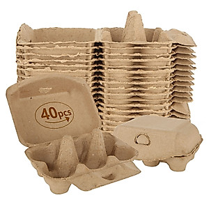 CertBuy 40 Pack Egg Cartons 6 Count, Natural Pulp Egg Cartons Cheap Bulk, Paper Egg Tray 6 Count, Pulp Fiber Egg Tray, Egg Carton Reusable Egg Tray Container for Family, Kitchen, Farmhouse, Market