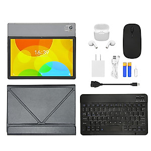 EBTOOLS 2 in 1 Tablet, 10.1 Inch FHD Screen, 12GB RAM 256GB ROM Octa Core, 12MP 24MP Dual Cameras Tablet with Mouse Keyboard Earbud US Plug 100‑240V (US Plug)