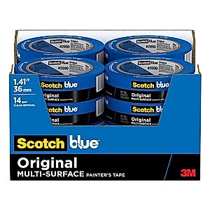 Scotch Painter's Tape Original Multi-Surface Painter's Tape, 1.41 Inches x 60 Yards, 16 Rolls, Blue, Paint Tape Protects Surfaces and Removes Easily, Multi-Surface Painting Tape for Indoor and Outdoor Use