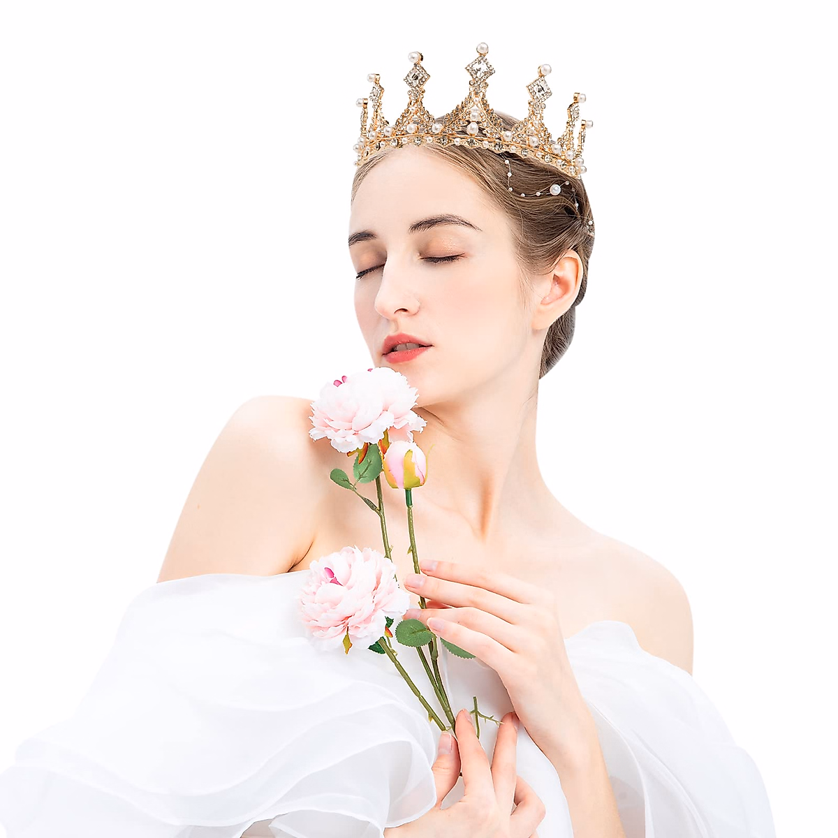 Hedume Set of 3 Crystal Princess Crown for Girls, Queen Tiaras with Rhinestone, Crystal Tiara Headbands for Birthday, Bridal Wedding, Model Catwalk, Prom, Party