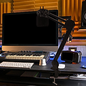 Mictop Universal Microphone Shock Mount with Pop Filter for All Microphones Size at 21mm-62mm, Includes Anti-Vibration Mic Holder and Pop Filter (Black)