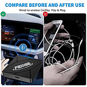 FBINSE 2023 Wireless CarPlay Adapter for Cars with Factory Wired CarPlay, CarPlay Wireless Adapter Dongle Converts Wired to Wireless CarPlay, Plug and Play, 5.8GHz WiFi/Bluetooth 5.2, Online Update