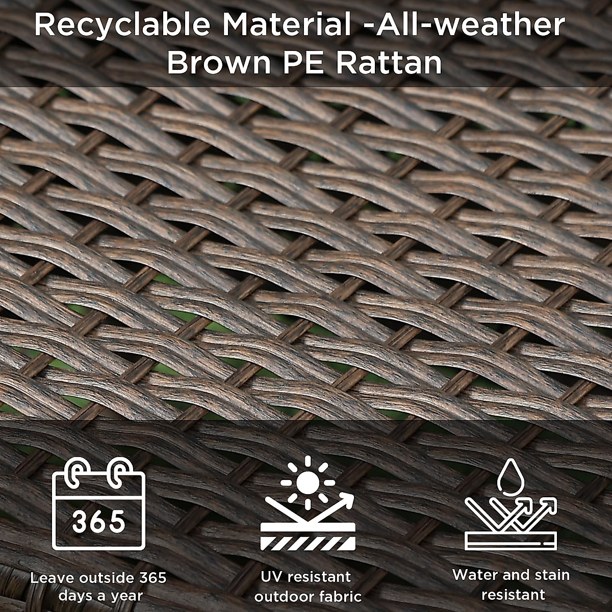 Patio Furniture Set, 5 Pieces Outdoor Conversation Set, All Weather Wicker Patio Furniture w/ Swivel Glider Rocking Chair, Ottoman, 3-Seat Couch & Comfy Cushions for Backyard, Deck, Poolside, Porch