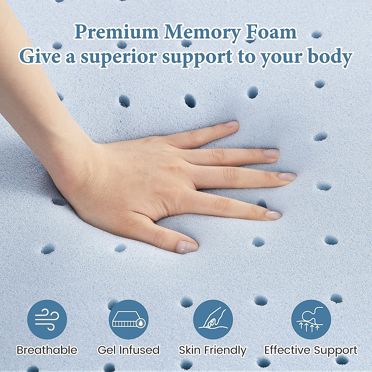 FP Flexpedic 2 Inch Twin Size Memory Foam Mattress Topper, Gel Cooling Bed Topper, Ventilated Design Soft Mattress Pad, Plush Feel, CertiPUR-US Certified, Purple