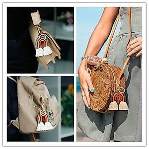 LQMIZ Safety Keychain Set for Women Girls with Personal Safety Alarm, Wristlet, Pompom ,Rainbow Tassel KeyChain Accessories Kit（sunflower).