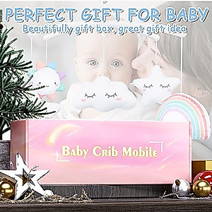 FEISIKE Baby Crib Mobile with 3 Modes Musical Box,Volume Control,12 Lullabies,Nursery Crib Toys for Newborn Ages 0 and Older,23 Inches Baby Mobile Arm and 5 Pcs Hanging Toys