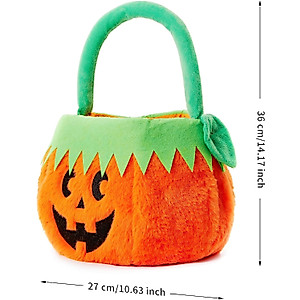 Plush Halloween Bucket Trick or Treat Bucket Halloween Basket Trick or Treat Basket for Halloween Candy Bag Halloween Trick or Treat Bag Candy Tote Bucket Pumpkin Bucket (Pumpkin Face Style 1)