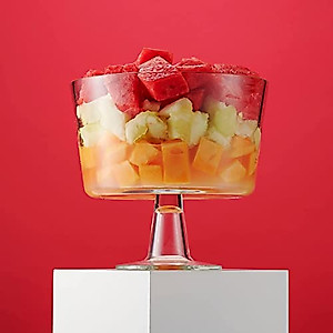 Godinger Trifle Bowl, Fruit Bowl, Italian Made Crystal Glass Footed Trifle Bowls, Dessert Display Cake Stand - Made in Italy