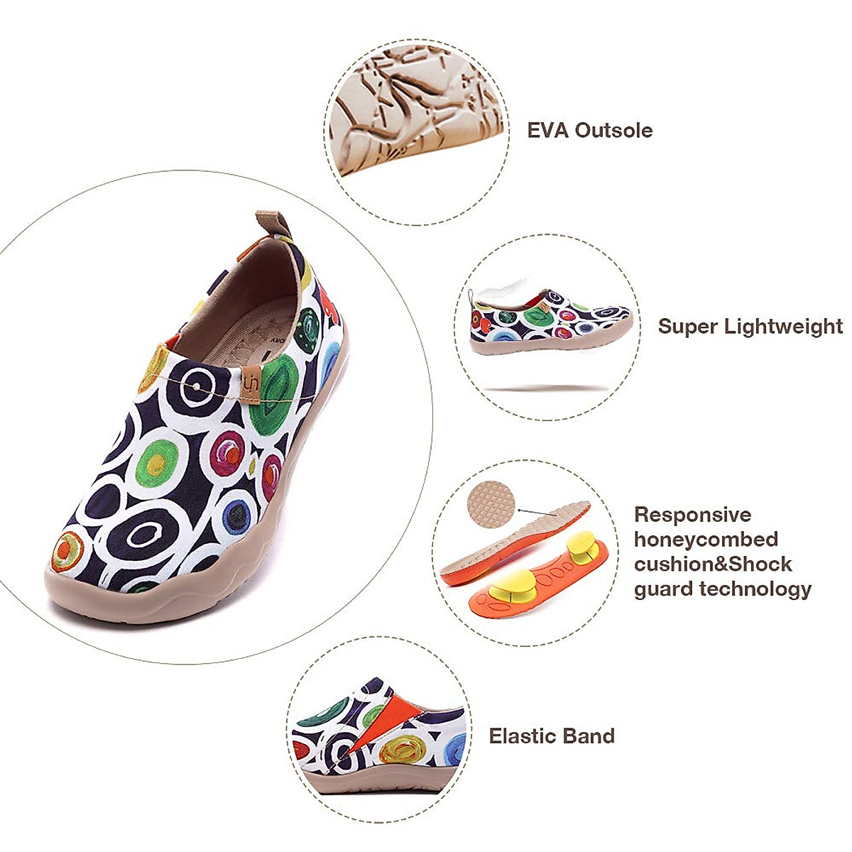 UIN Women's Lightweight Slip Ons Sneakers Walking Flats Casual Flower Art Painted Travel Shoes Oopsie Daisy (40)