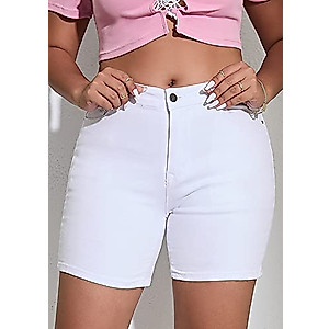 AusLook Plus Size Denim Shorts for Women White 20W High Waisted Comfy Stretch Distressed Casual Summer Jean Shorts with Pockets