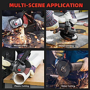 ZKH Cordless Angle Grinder Kit - 8500RPM Brushless Motor, 20V Power Angle Grinder Tool w/2 x 4.0Ah Batteries & Fast Charger, 4-1/2" Cutting Off Wheels, Auxiliary Handle, Heavy Duty Tool Case