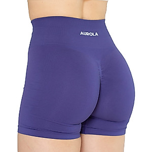 AUROLA Intensify Workout Shorts for Women Seamless Scrunch Short Gym Yoga Running Sport Active Exercise Fitness Shorts(S,Very Peri)