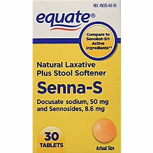 Equate Natural Laxative Plus Stool Softener 30ct Compare to Senokot-S