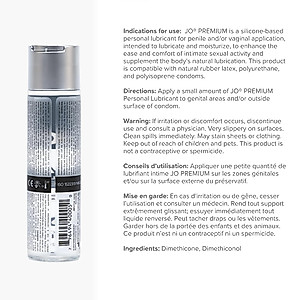 JO Premium Original Silicone Based Lubricant, Long Lasting Silky Smooth Lube for Men, Women and Couples, 4 Fl Oz